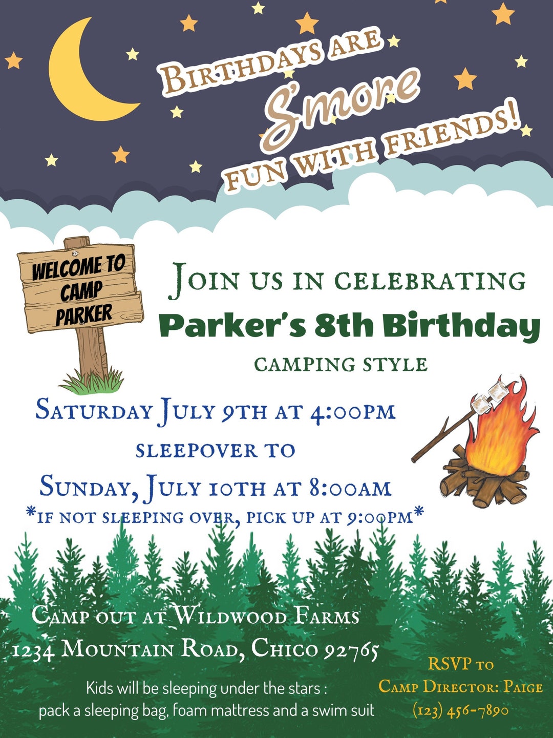 Camping Birthday Invitations - Etsy
