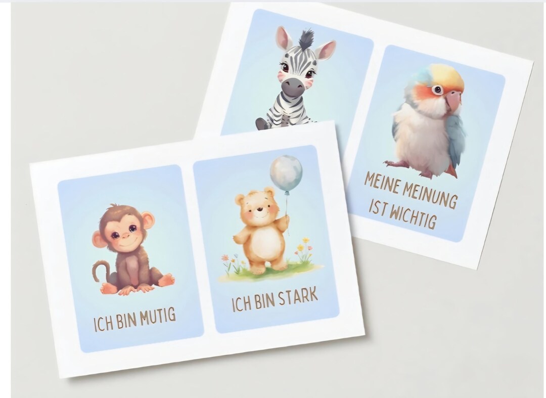 Affirmation Cards for Shy Children – 24 Cards – Gentle Animal Motifs ...