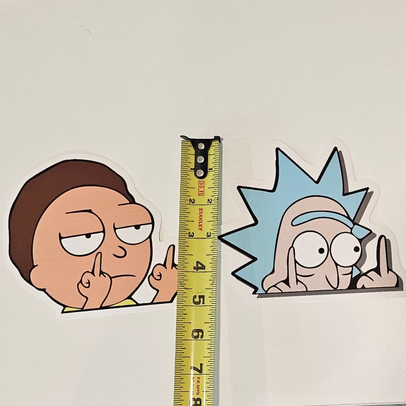 2pcs of Rick and 2pcs of Morty Middle Finger Funny Vinyl 5 Stickers ...
