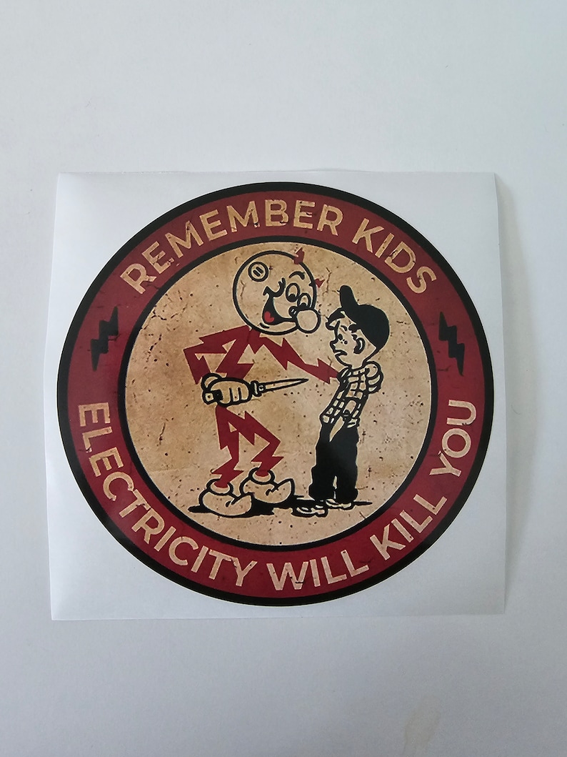2pcs - 3.5 Inches Electricity Will Kill You Sticker Reddy Kilowatt ...