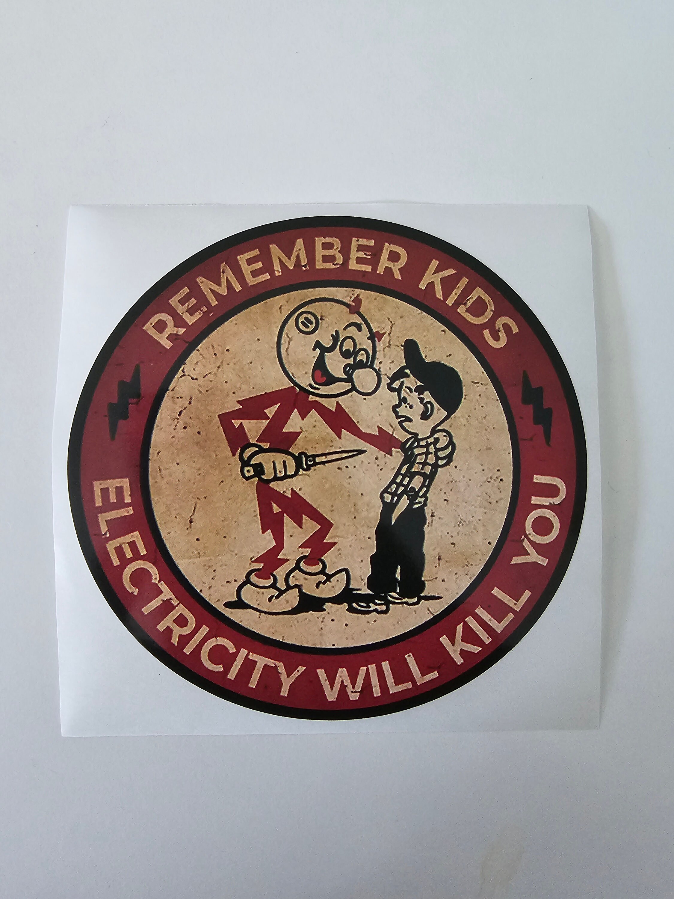 3pcs - 3.5 Inches Electricity Will Kill You Sticker Reddy Kilowatt Thin ...