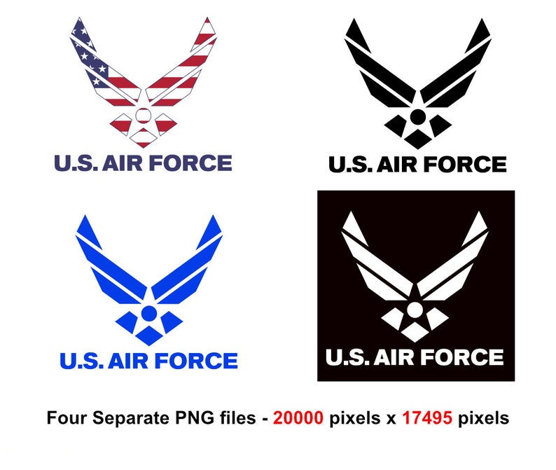 US Air Force Logo PNG: Blue, Black, White, American Flag (digital Copy ...