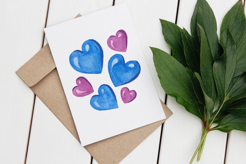 Printable Card With Hearts, Heart Emoji Card, Printable Greeting Card ...