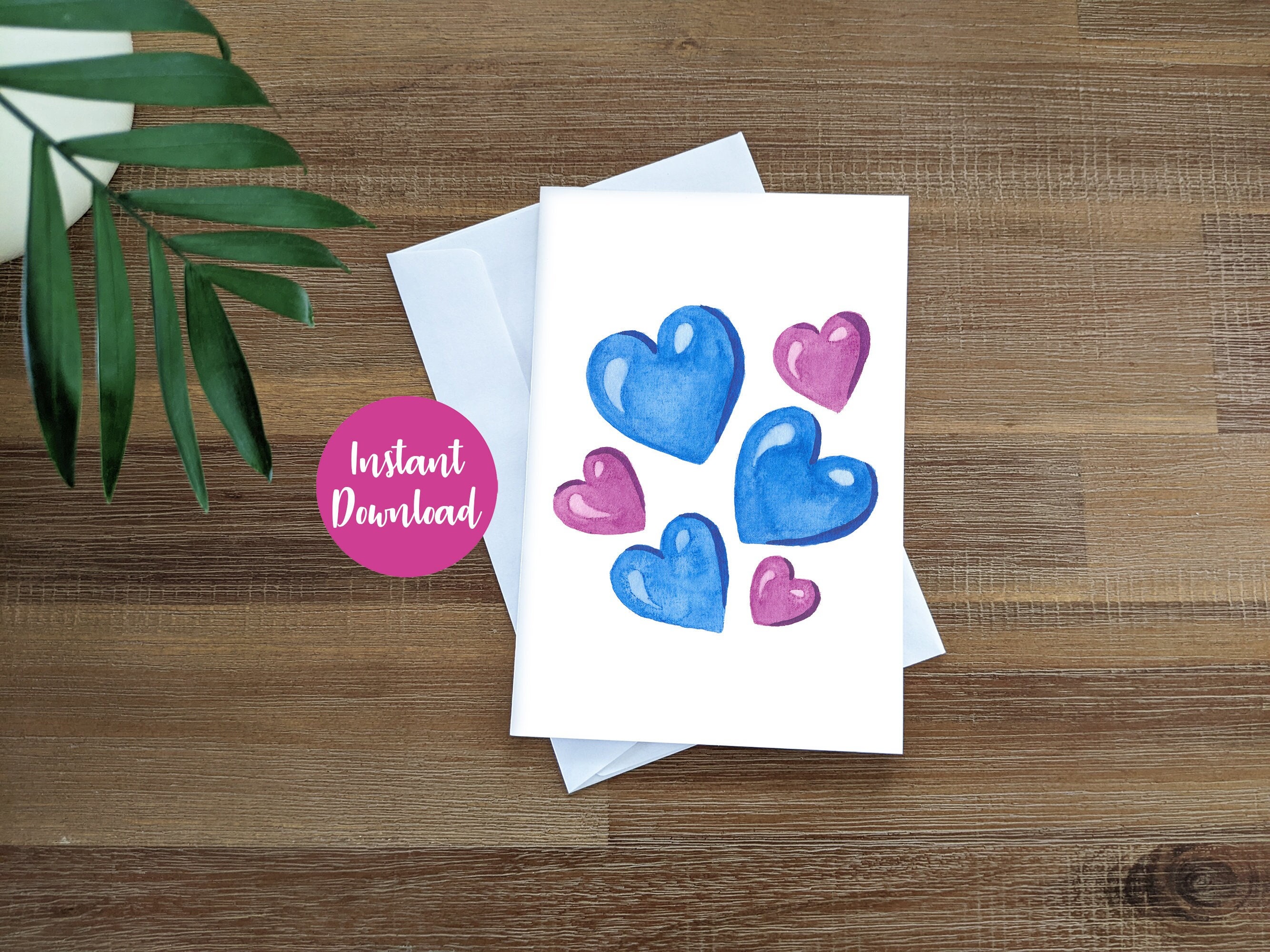 Printable Card With Hearts, Heart Emoji Card, Printable Greeting Card ...