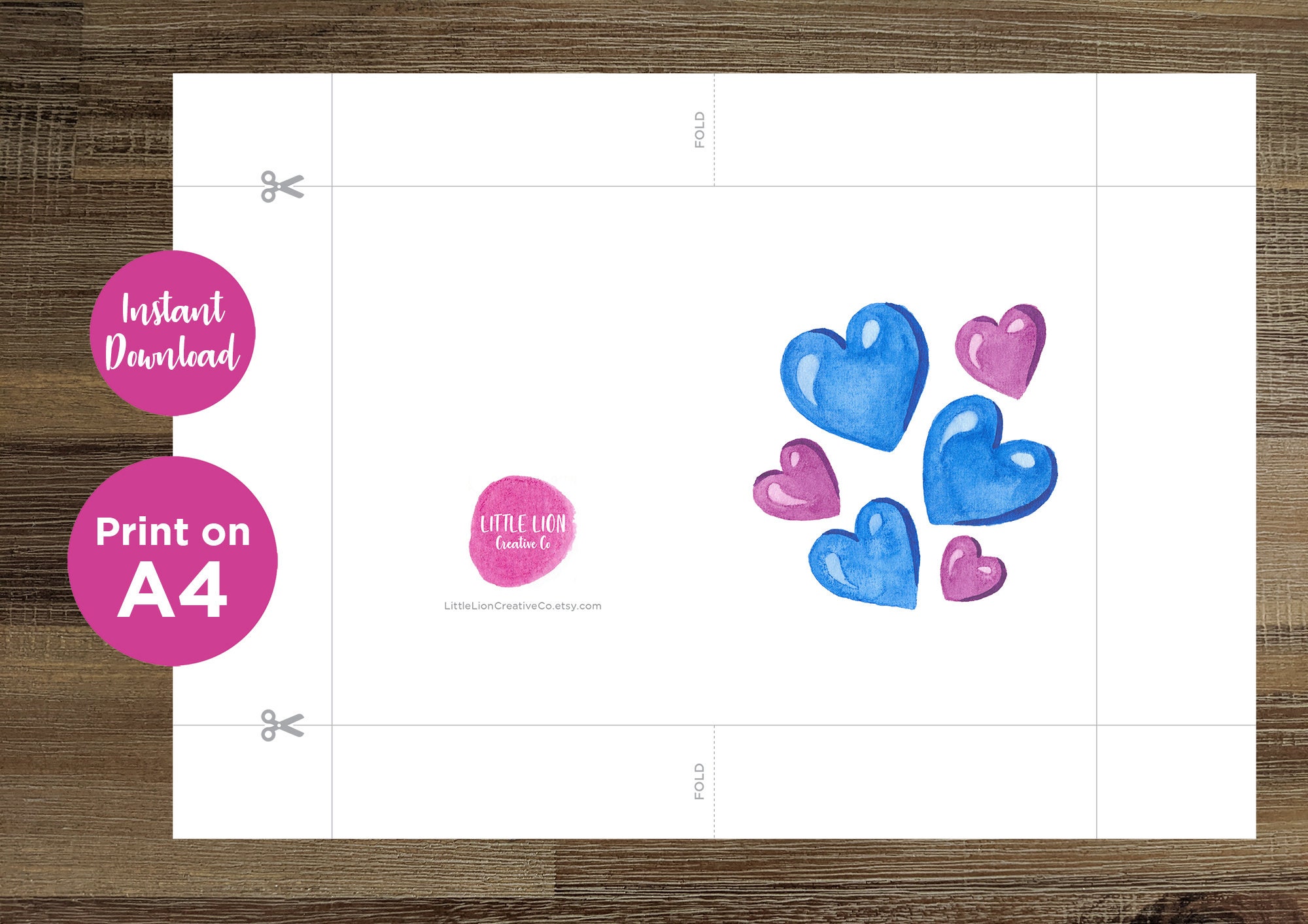Printable Card With Hearts, Heart Emoji Card, Printable Greeting Card ...