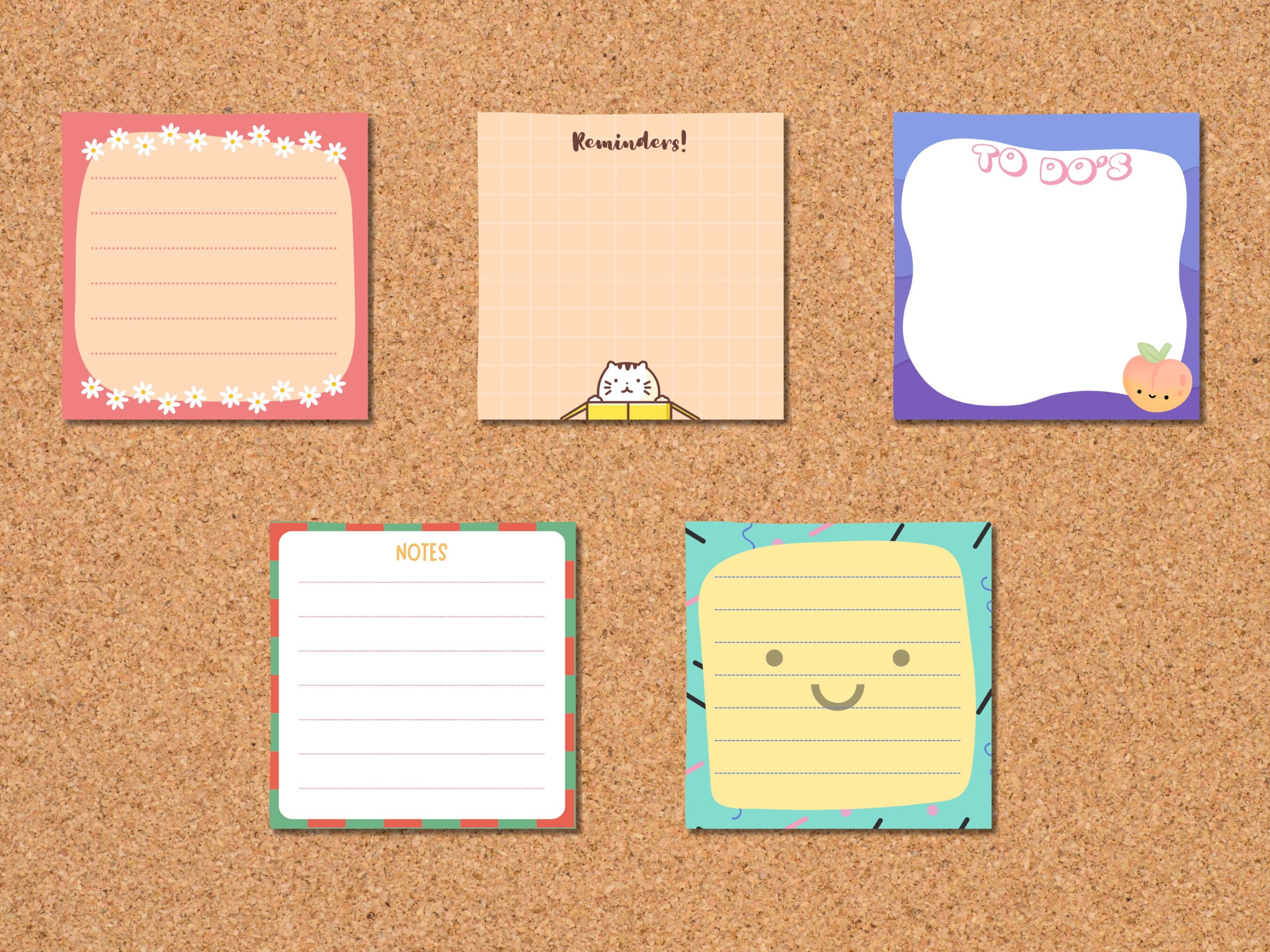 Printable Sticky Notes Cute Sticky Notes 3x3 Inch Sticky - Etsy