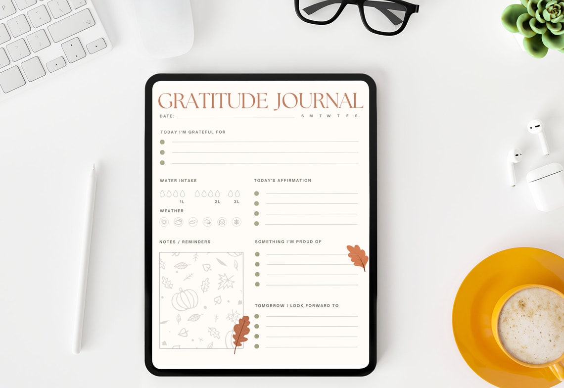 Digital Gratitude Journal, Simple Journal, Autumn Journal, PDF ...