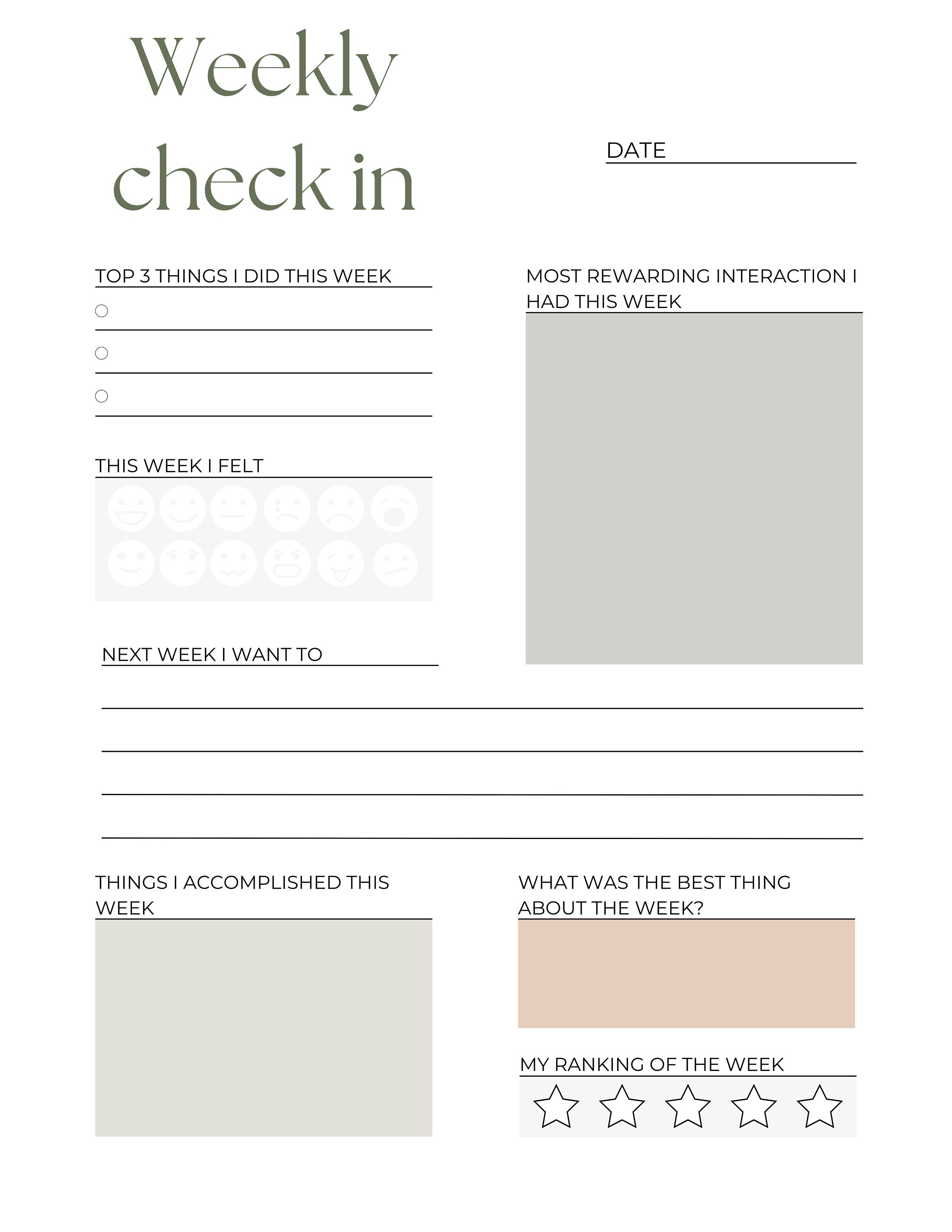 Weekly Check-in AND Journal Cover Page, Digital Download, Autumn ...