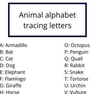 Animal Alphabet Tracing Letters - Etsy