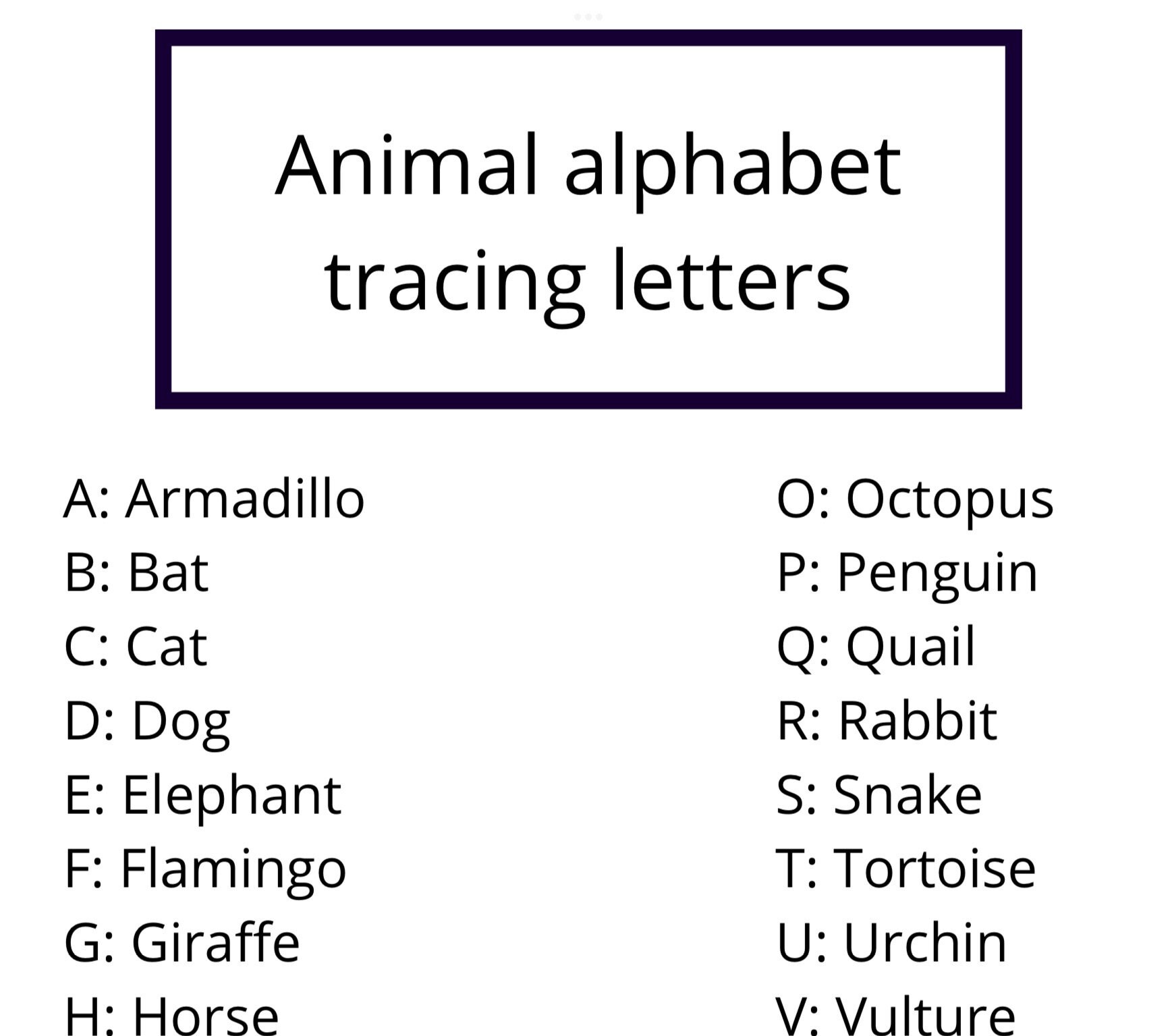 Animal Alphabet Tracing Letters - Etsy