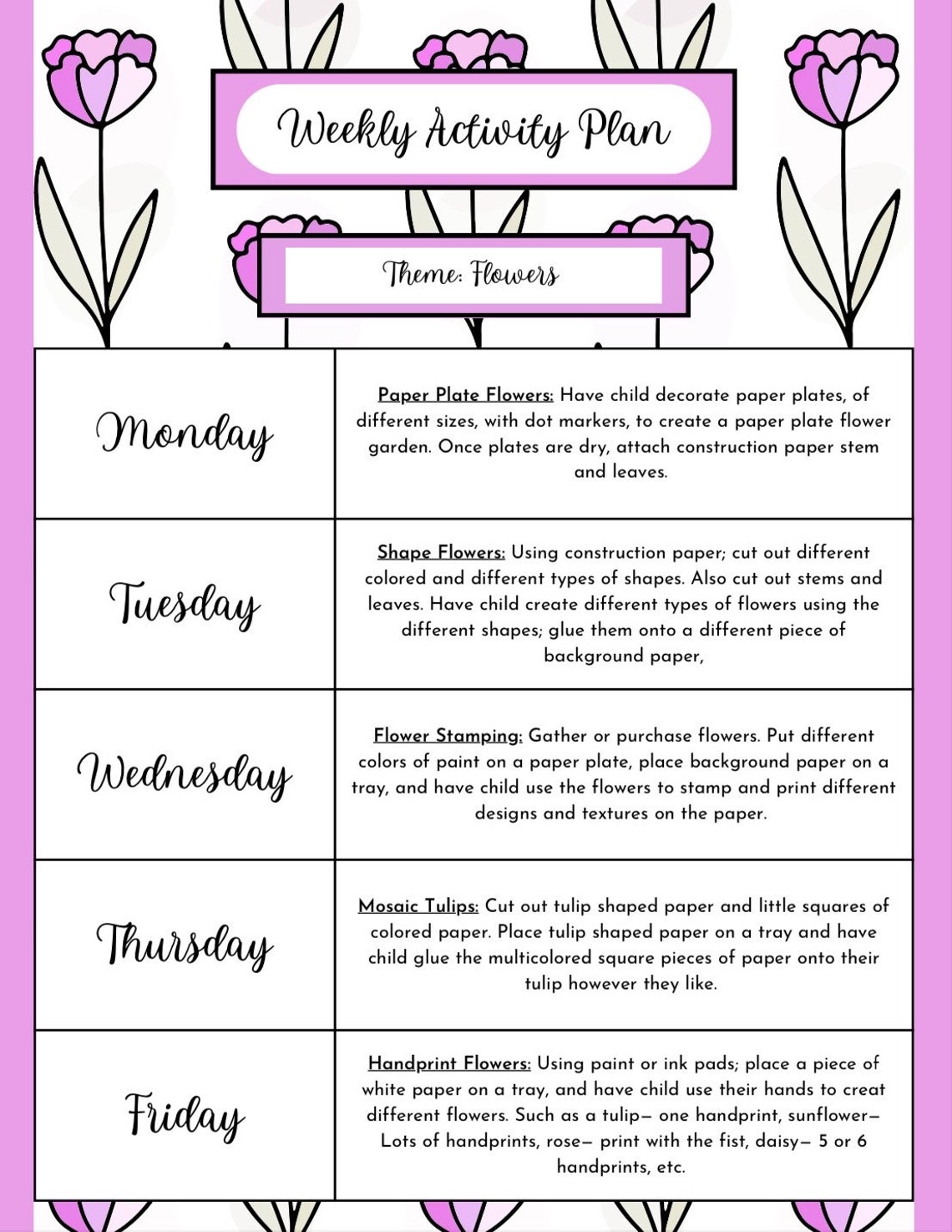 Spring Themed Plans - Etsy