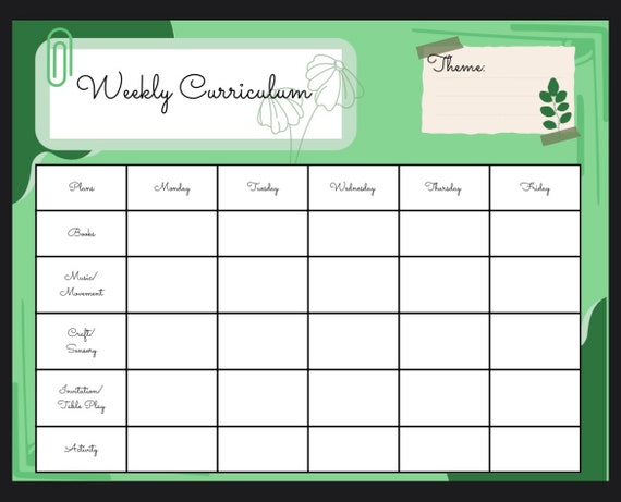 Customizable Weekly Curriculum Plan - Etsy