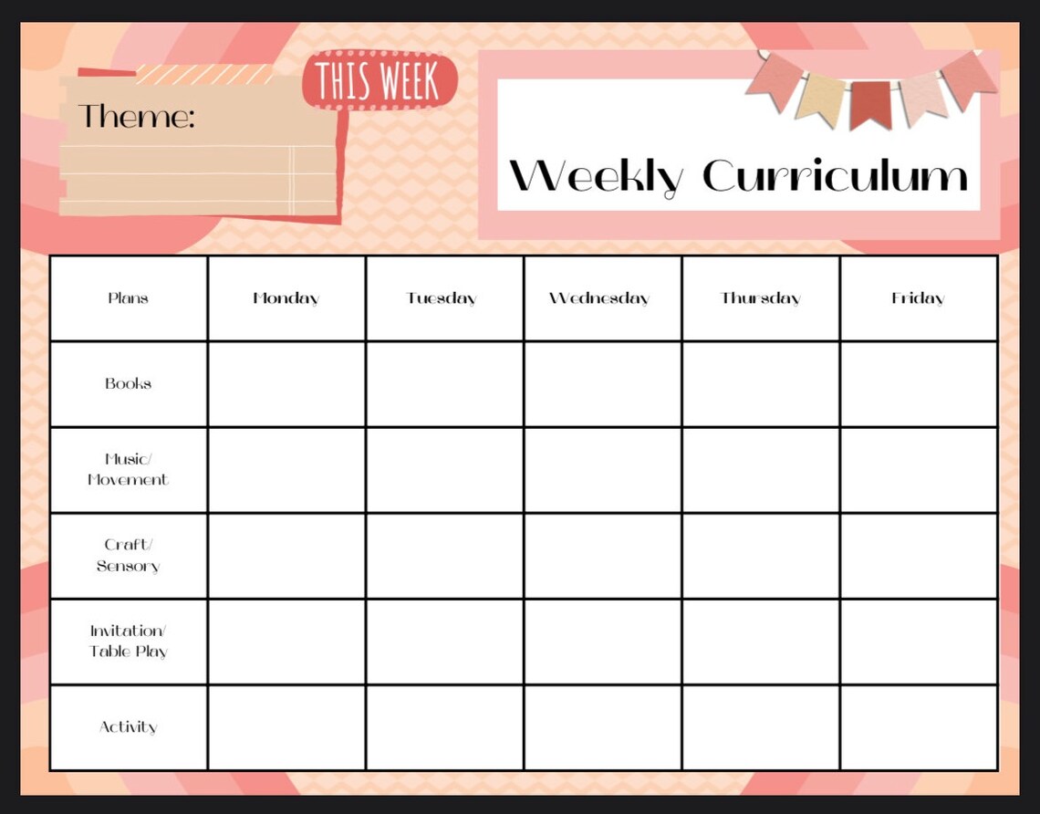 Customizable Weekly Curriculum Plan - Etsy