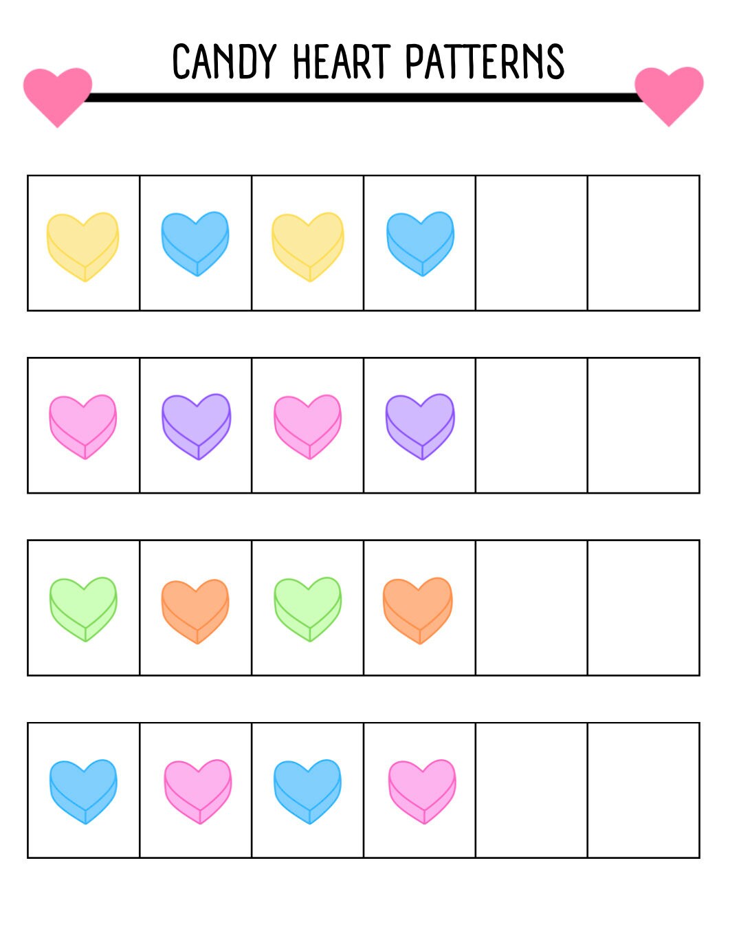 Candy Heart Math Pages - Etsy