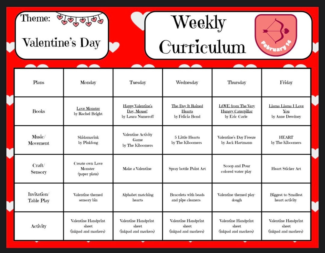 Completed WEEKLY Plan Valentines Day - Etsy
