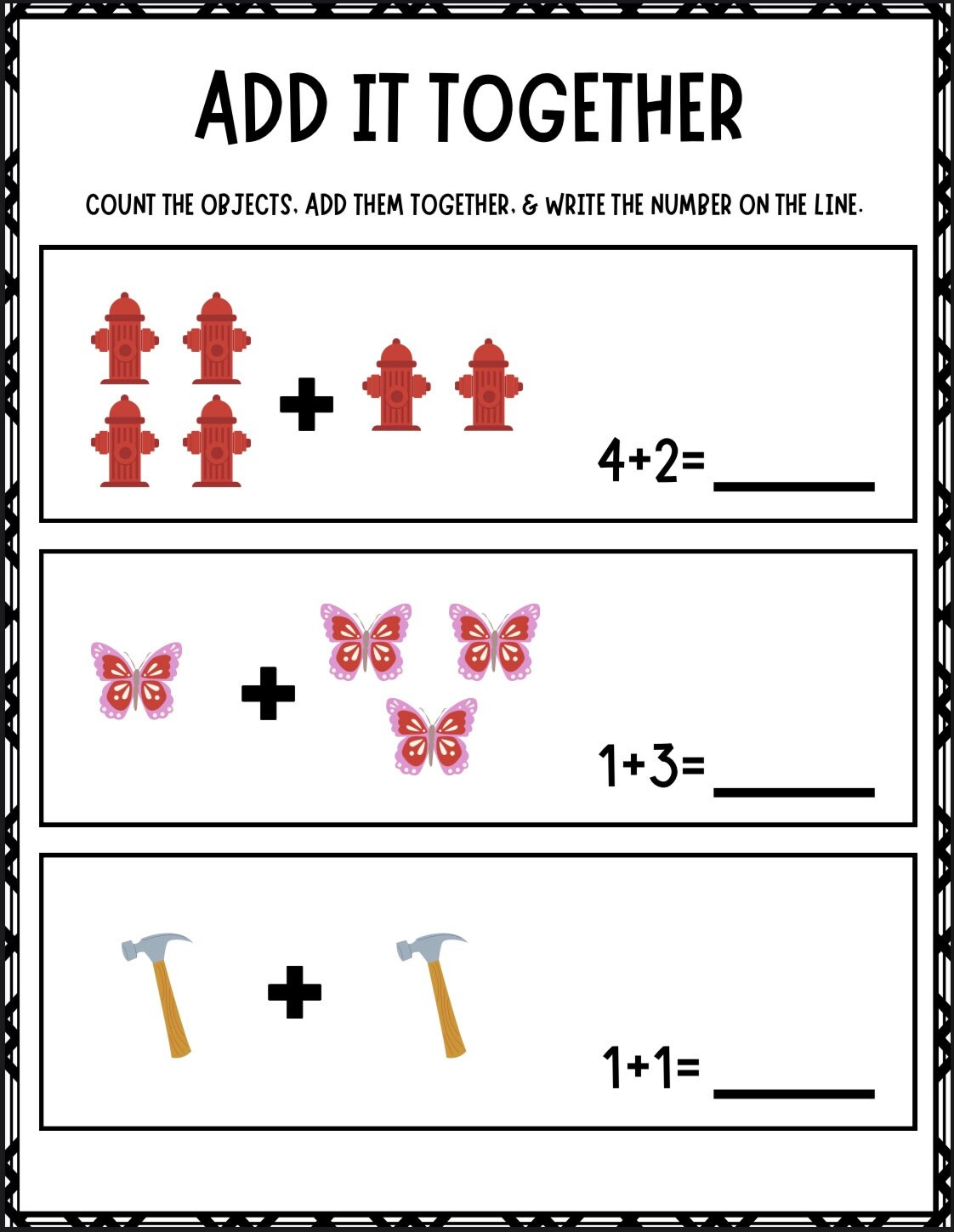 Beginners Addition And Subtraction Workshees Etsy