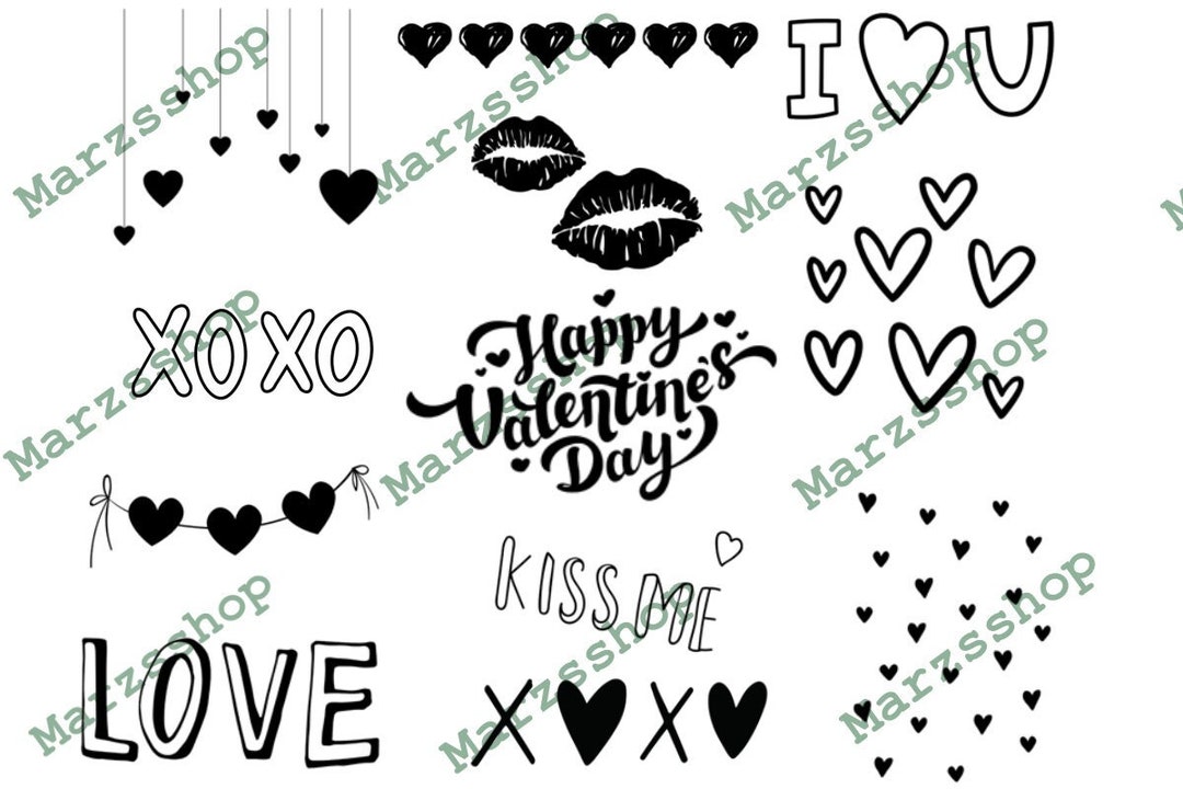 12 Piece SVG and PNG Bundle Valentines Day, I Love You Svg, XOXO Svg ...