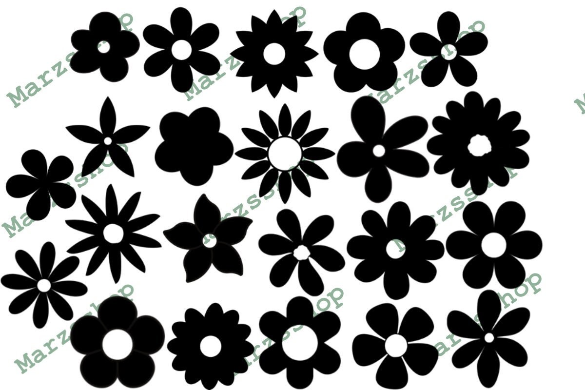22 Piece SVG and PNG Bundle Flowers, Cute Flowers - Etsy