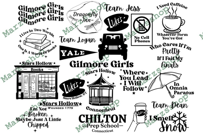 23 Piece SVG and PNG Bundle Gilmore Girls, Team Dean, Team Jess, Team ...