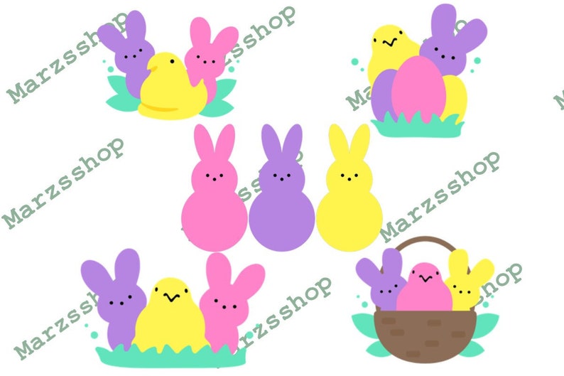 7 Piece Bundle Easter Peeps Png, Peeps Png, Easter Png, Bunny Peeps Png ...
