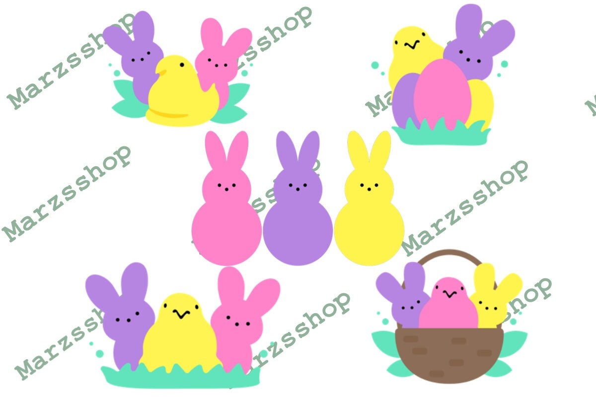 7 Piece Bundle Easter Peeps Png, Peeps Png, Easter Png, Bunny Peeps Png ...