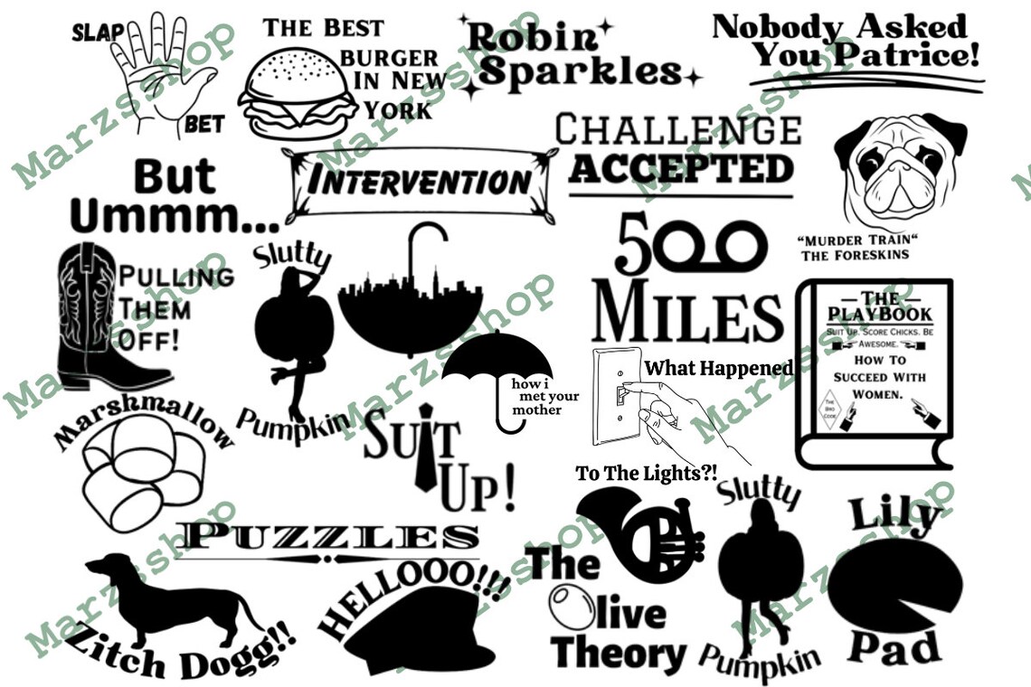 24 Piece SVG and PNG How I Met Your Mother, Zitch Dog Svg, Best Burger ...