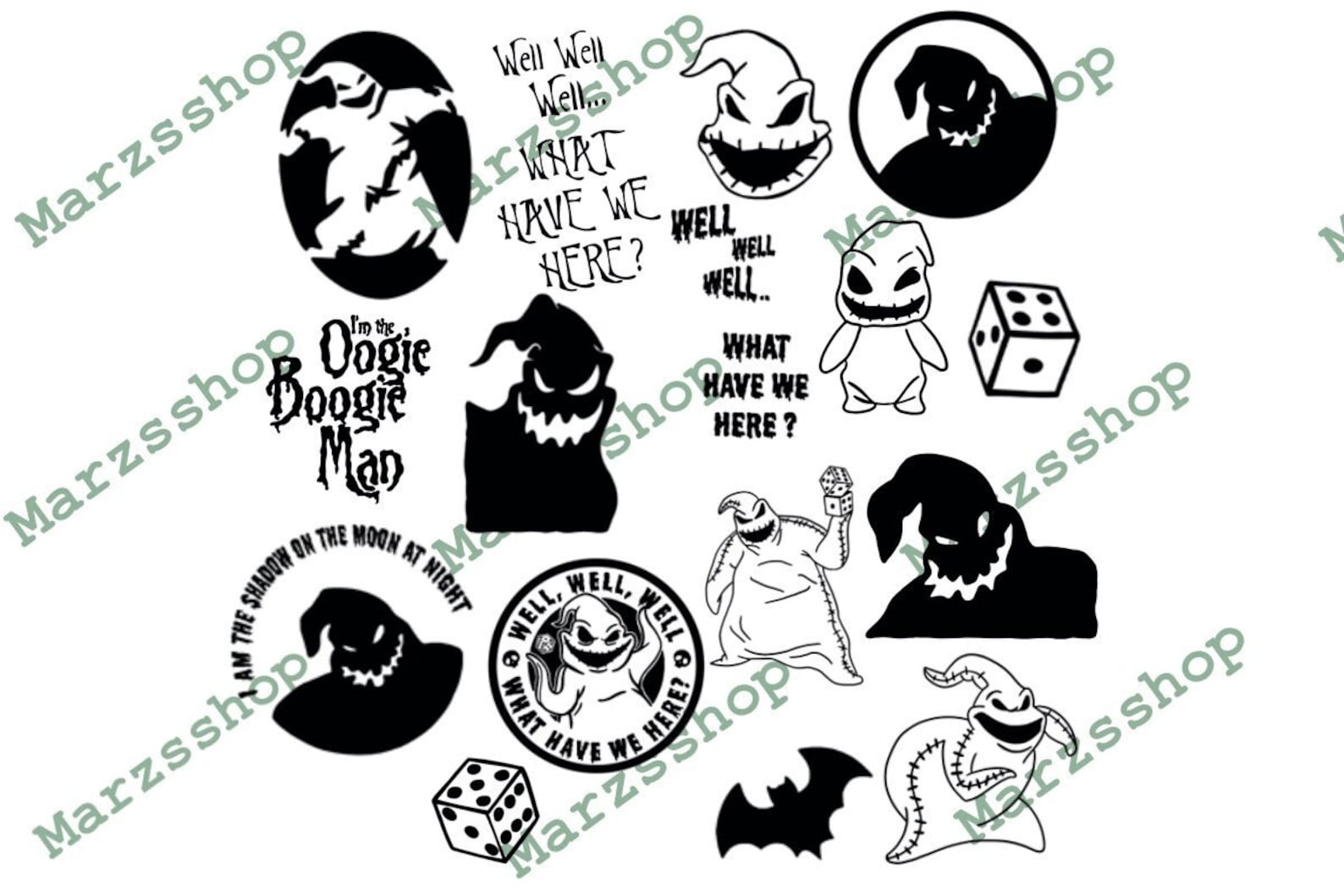 16 Piece SVG and PNG Oogie Boogie Inspired, Dice Svg,villain Svg ...