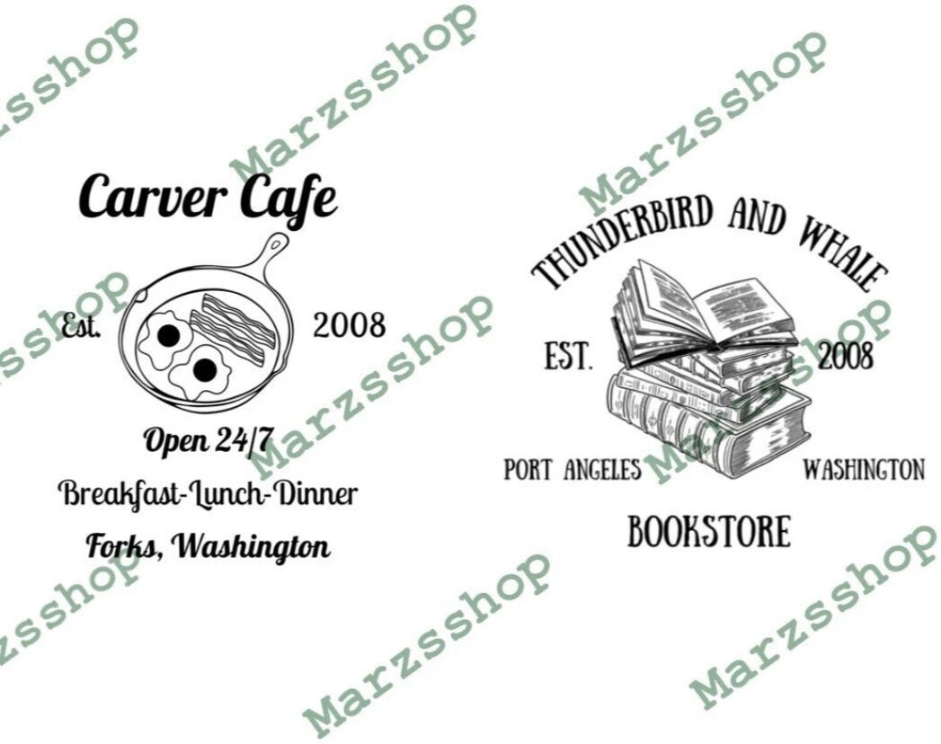 2 Piece SVG and PNG Bundle Forks Washington Inspired, Carver Cafe Svg ...