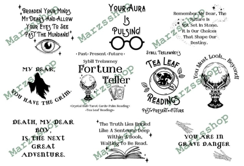 10 Piece SVG and PNG Professor Trelawney Inspired,prof Trelawney Svg ...