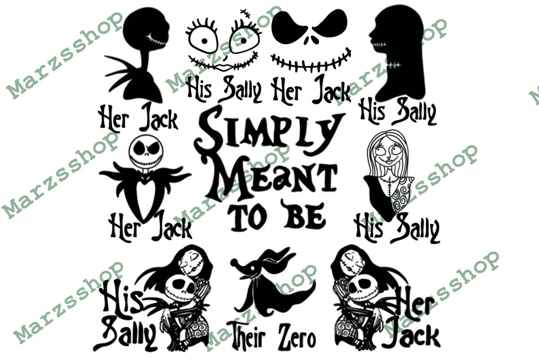 10 Piece SVG and PNG Bundle Jack and Sally, Jack Svg, Sally Svg, Zero ...