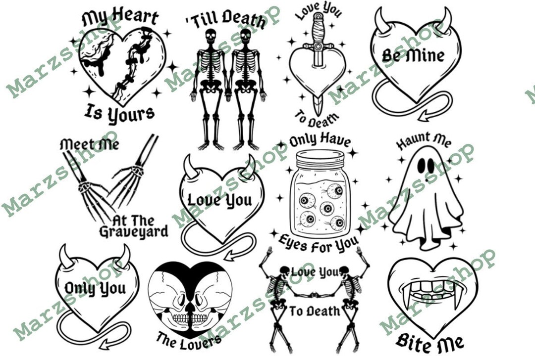12 Piece SVG and PNG Bundle Creepy Valentines,spooky Valentines Svg ...