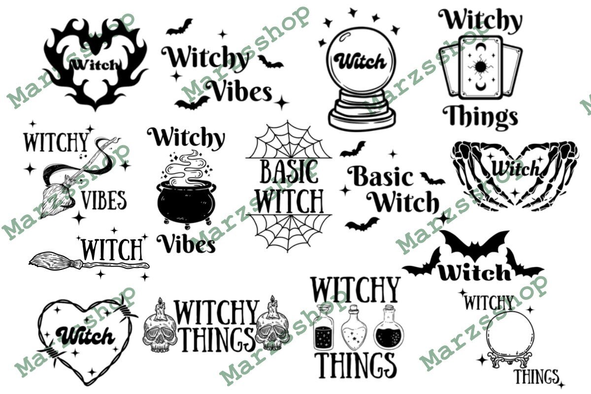 15 Piece SVG and PNG Bundle Witch, Witchy Vibes Svg, Witchy Things Svg ...