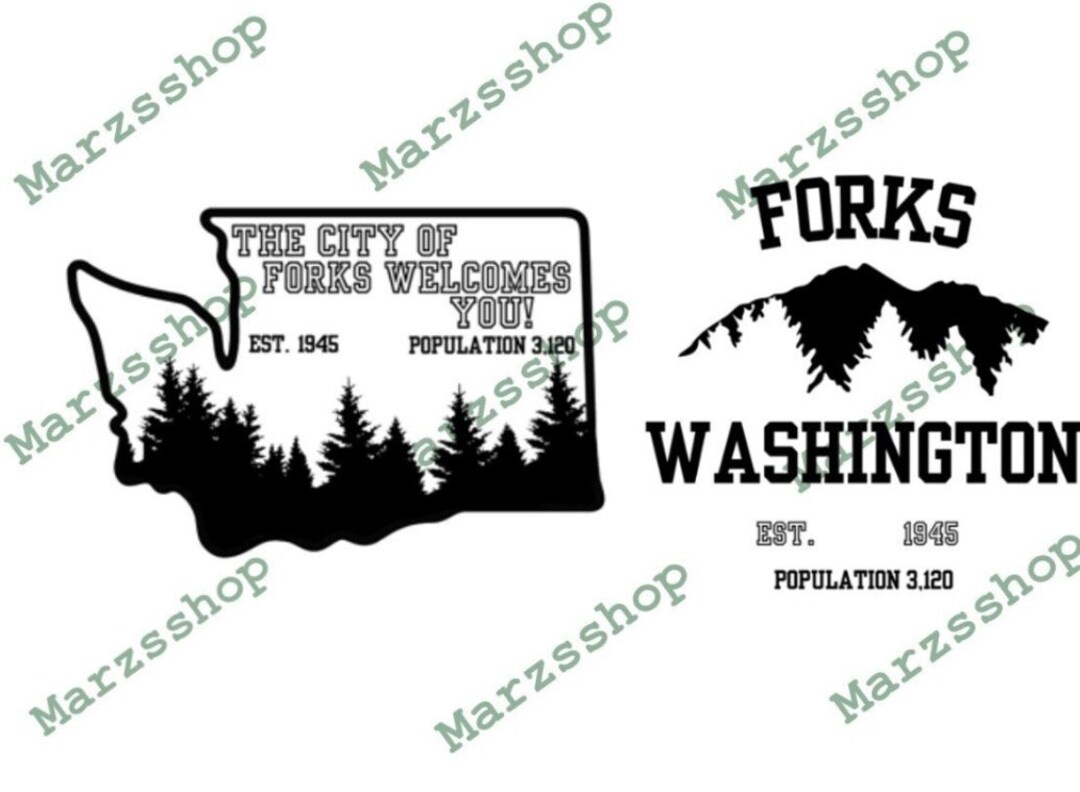 2 Piece SVG and PNG Bundle Forks Washington Inspired, City of Forks Svg ...