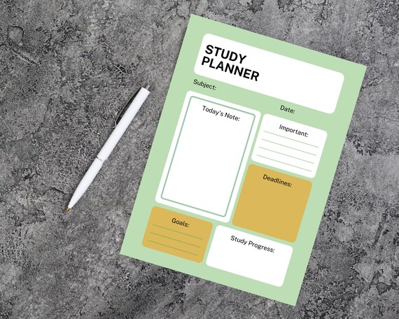 Study Planner Study Goals Printable Study Planner - Etsy