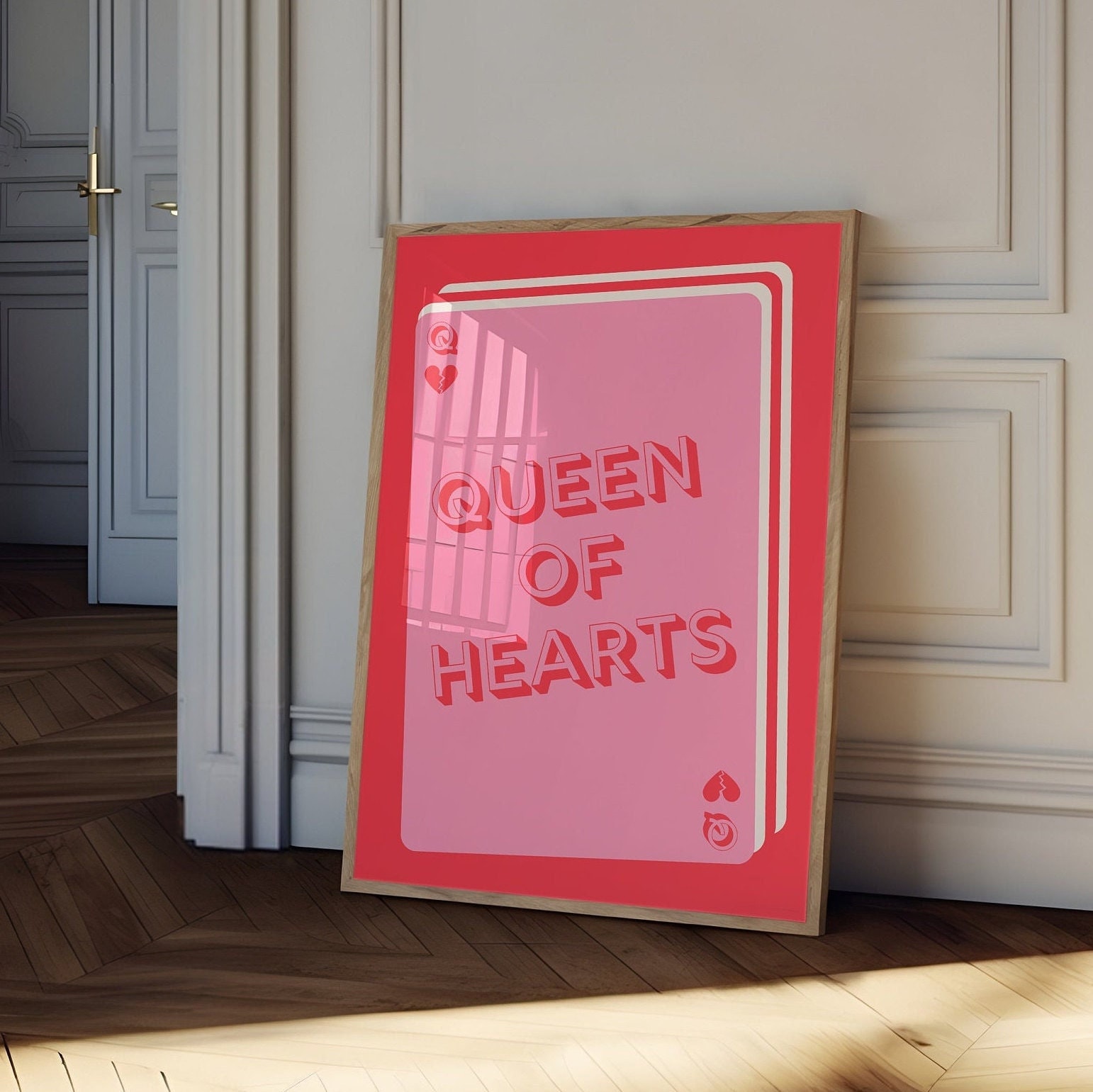 Queen Card Print, Queen of Hearts Poster, Trendy Maximalist Art, Home ...
