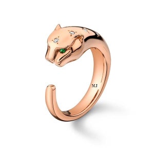 Diamond Leopard Wrap Open Ring in Solid 18K Gold/diamond Panther Ring ...