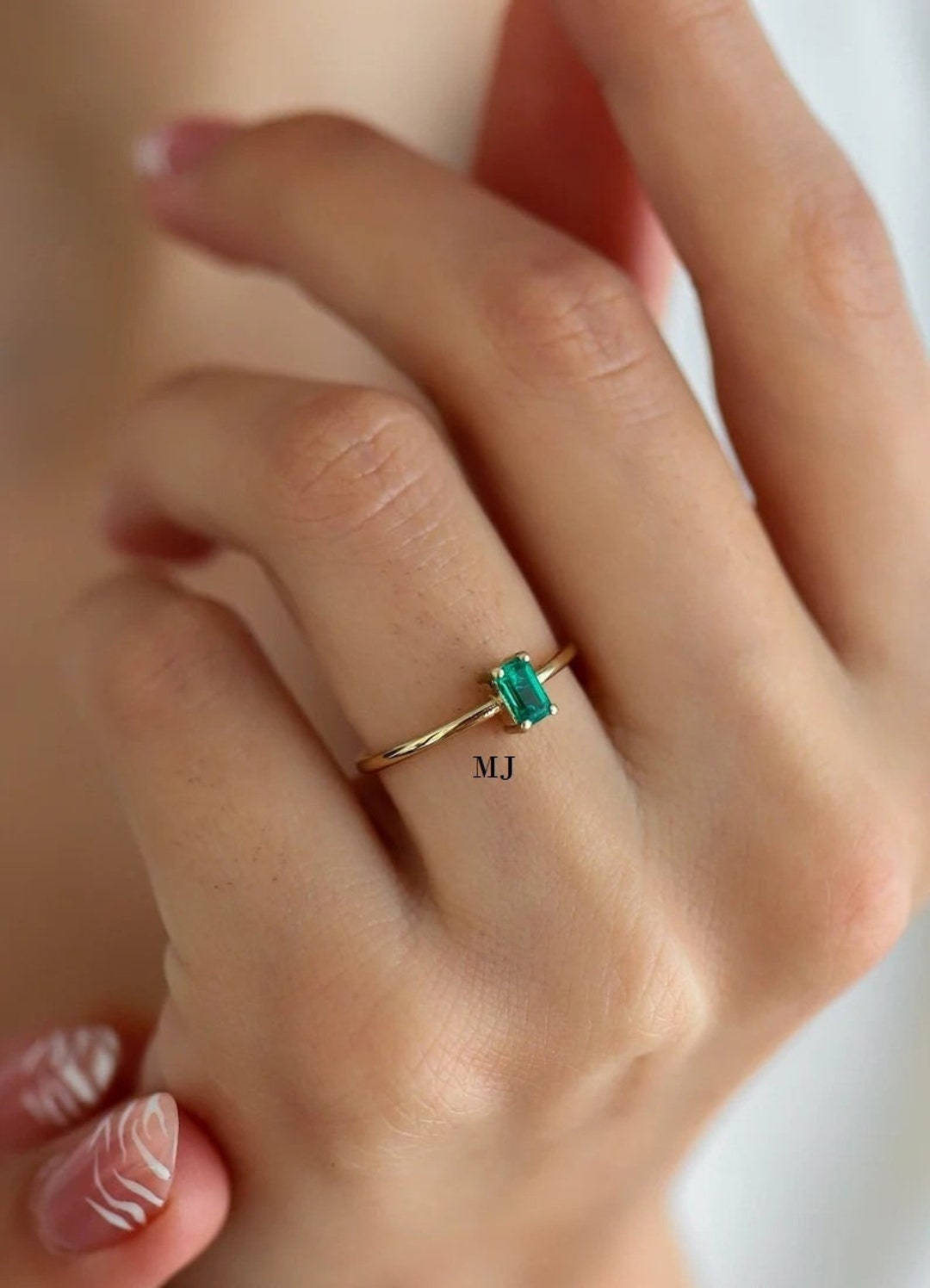 Emerald Yellow Gold Ring, Emerald Engagement SET, Emerald Cut Stone ...