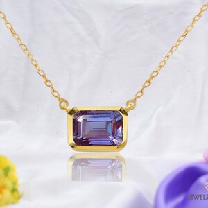 Alexandrite Necklace 925 Sterling Silver 18k Gold, Color Changing Stone ...