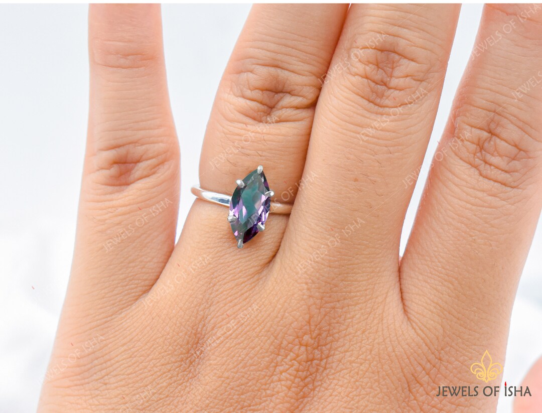Alexandrite Marquise Solitaire Ring, Stunning Wedding Engagement Ring ...
