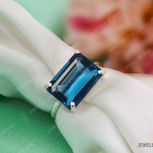 London Blue Topaz Statement Ring Rectangular Blue Topaz Ring - Etsy
