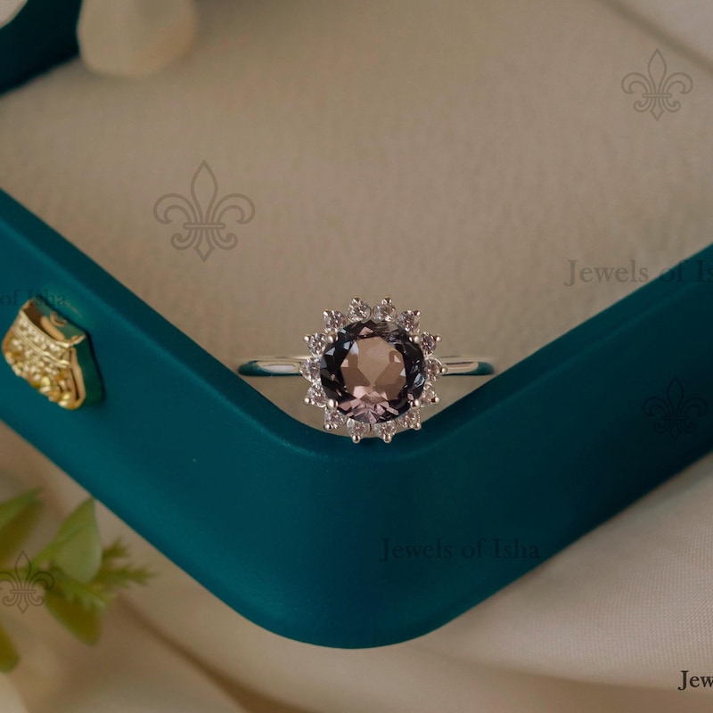 Alexandrite Halo Rings - Etsy UK