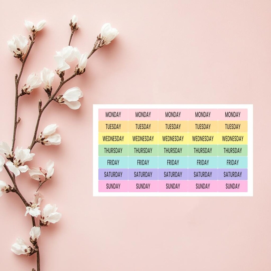 Days of the Week Stickers, Weekday Stickers, Pastel Planner Stickers ...