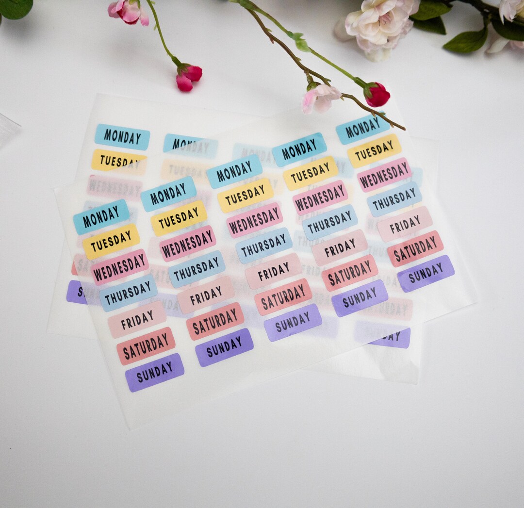Days of the Week Stickers, Weekday Stickers, Planner Stickers, Labels ...