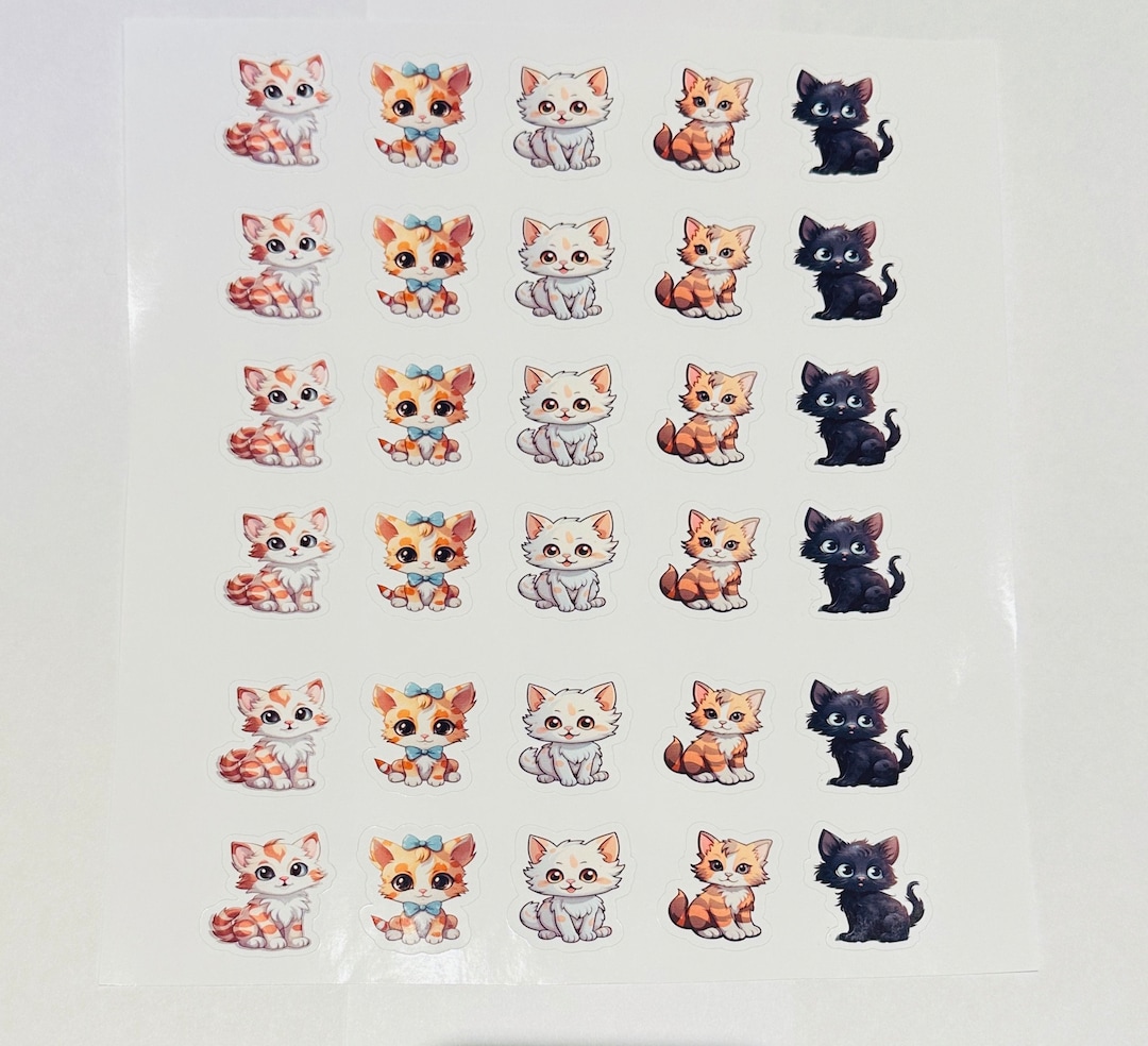 Cat Sticker Sheet, Cat Labels, Planner Stickers, Laptop Stickers, Cute ...