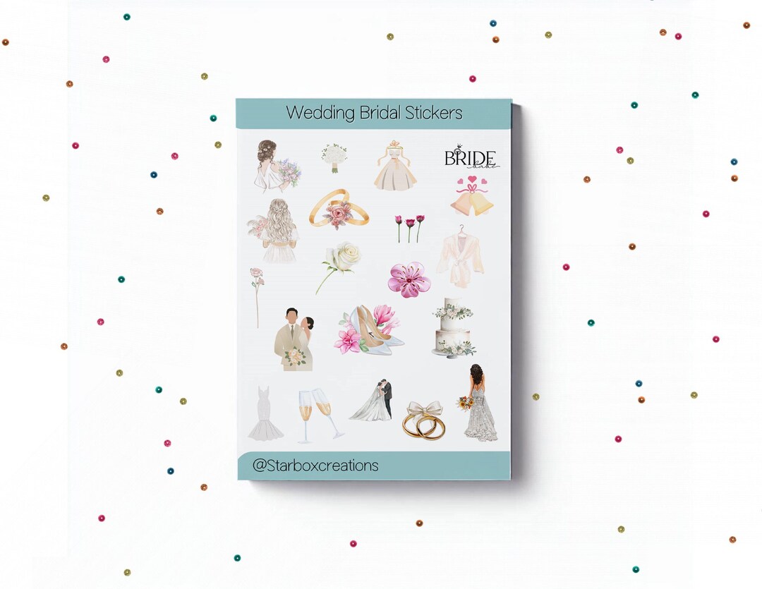 Just Married Sticker Sheet Wedding Stickers, Planner Stickers, Wedding ...