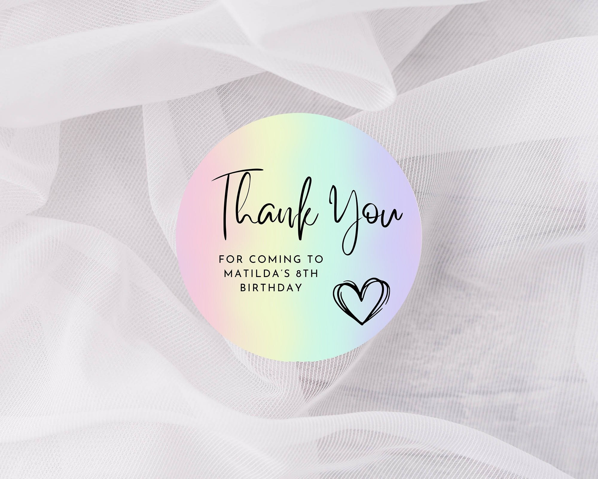 Rainbow Pastel Stickers, Thank You for Coming to My Party Stickers ...