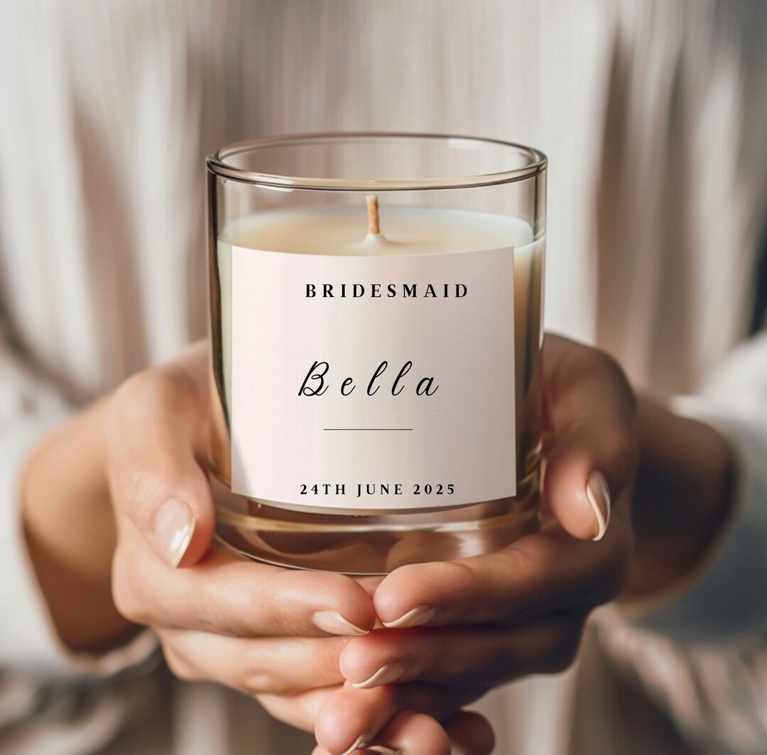Personalised Bridesmaid Labels, Candle Stickers, Monochrome Wedding ...