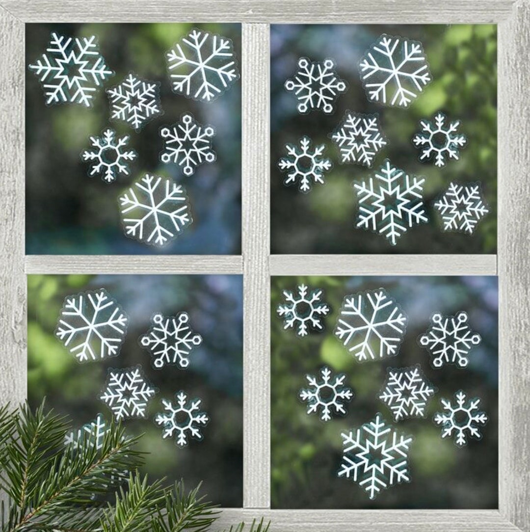 Snowflake Christmas Window Stickers, Snowflake Display, Winter Window ...