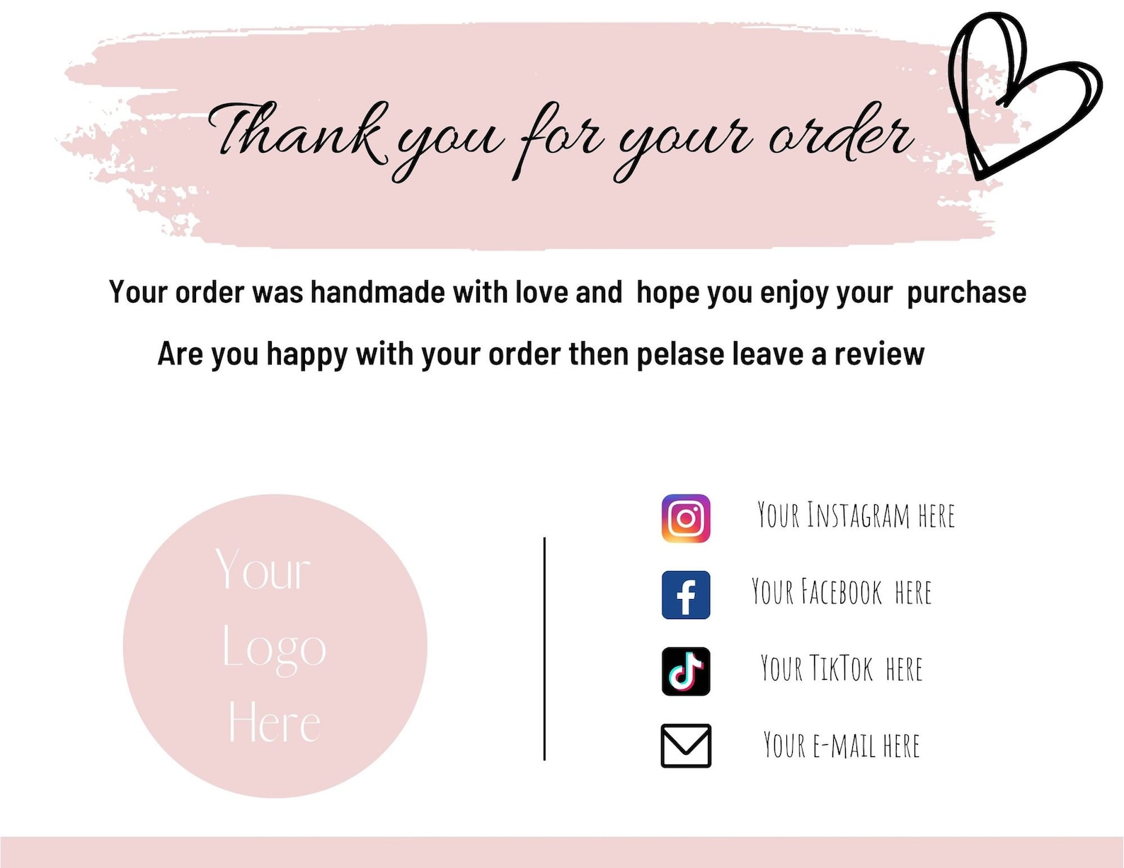 Printable Thank You Cards, Digital Download Template Thank You for Your ...