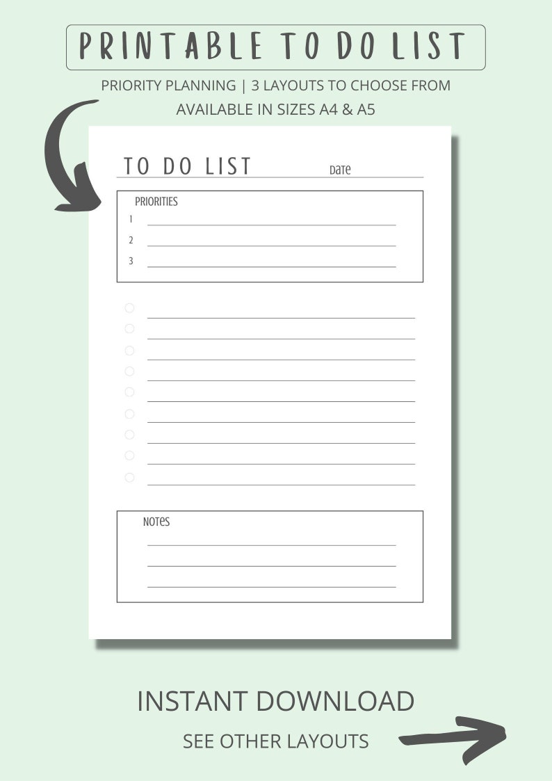 Printable to Do List, Weekly Checklist, PDF Planner, Weekly Task List ...